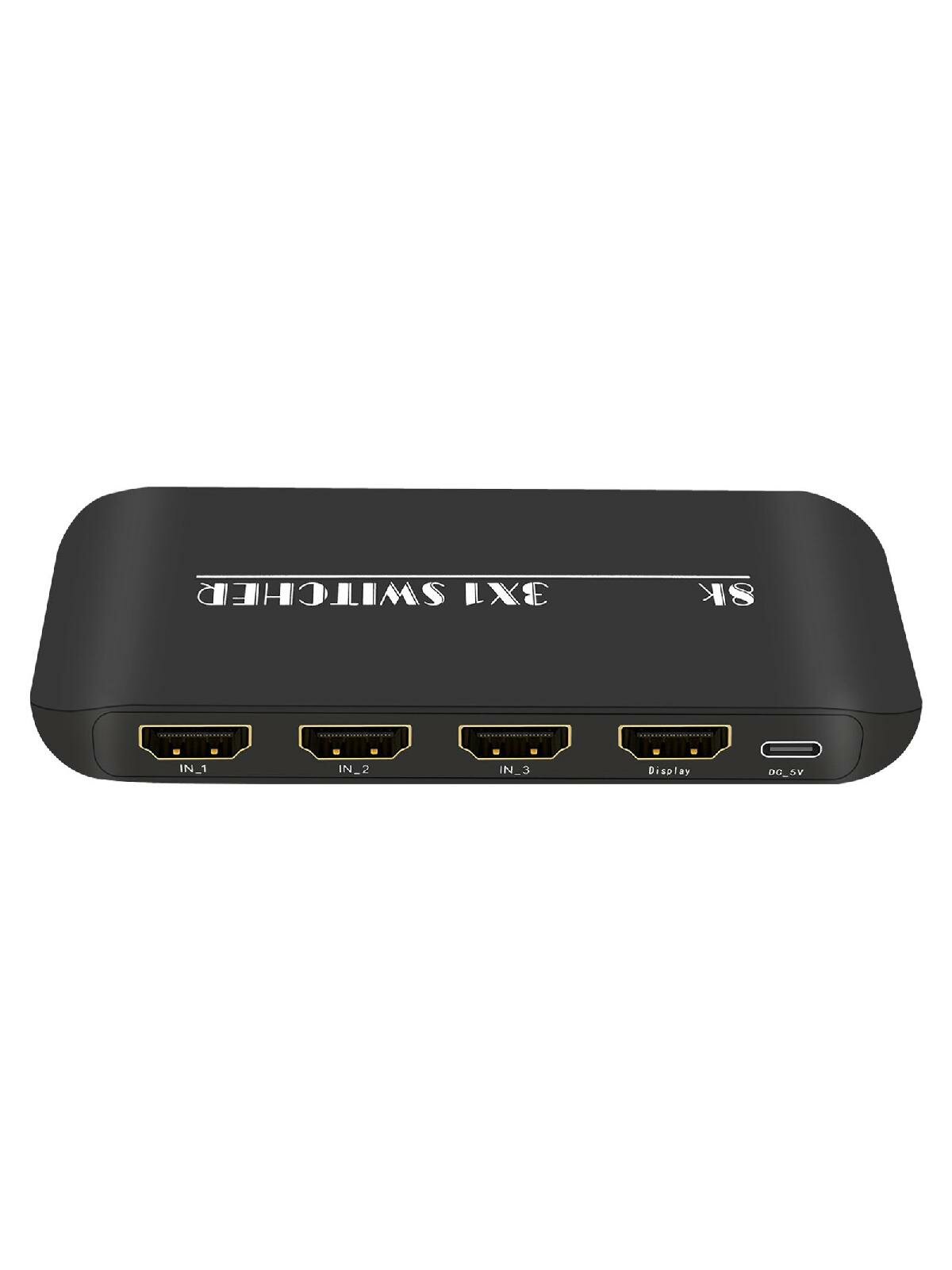 HDMI Switch 8K 3 in 1 Out HDMI 2.1 Switcher 3 Port with IR Remote Support 8K 60Hz 4K 120Hz HDCP 2.3 Ultra HD 3D for TV