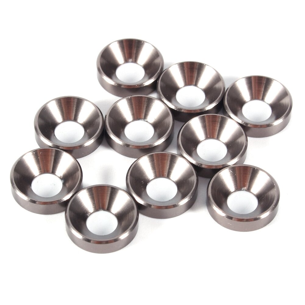 10 шт. анодированных потайных шайб M5 из алюминиевого сплава, титаново-серый цвет.