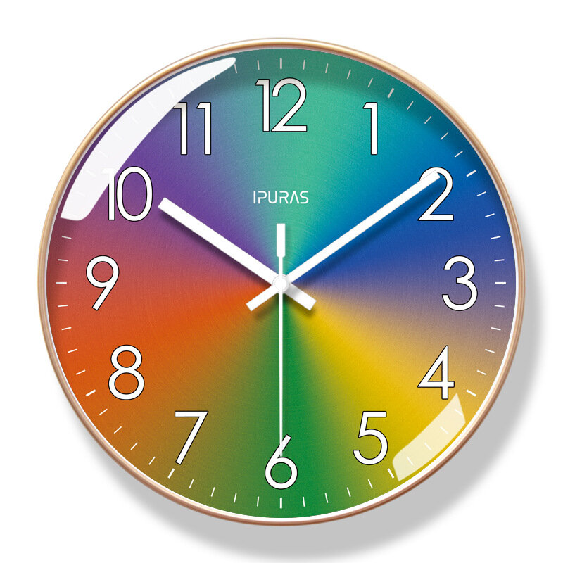 Современные настенные часы «Радуга» | Кварцевые часы без тиканья, 30 см | Минималистичный яркий дизайн | Часы с бесшумным ходом для гостиной, спальни или офиса