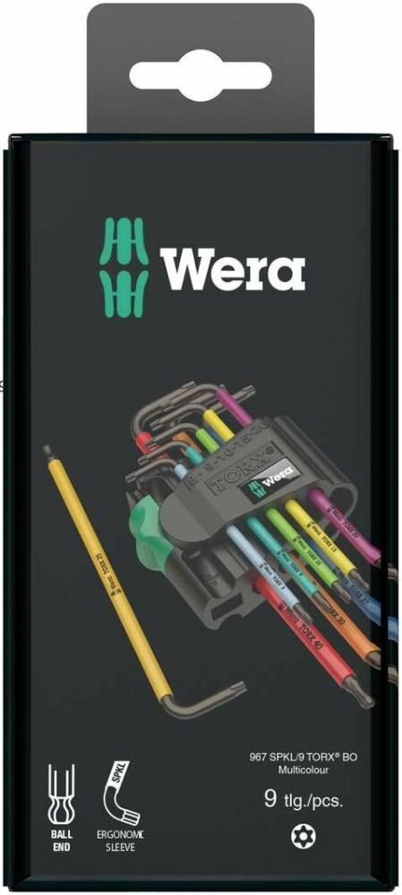 Набор Г-образных ключей WERA 967 SPKL/9 TORX BO Multicolour BlackLaser WE-073599