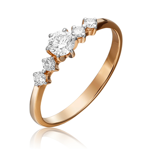 Кольцо, красное золото, 585 проба, бриллиант