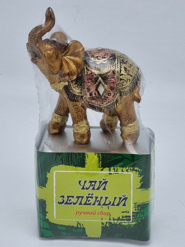 Чай зеленый ручной сбор 35гр с сувениром слон Санкт-Петербург