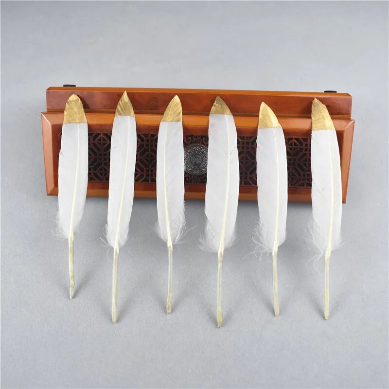 Золотые утиные перья 10-15 см WHxmsh для рукоделия Белый, 10pcs, White gold