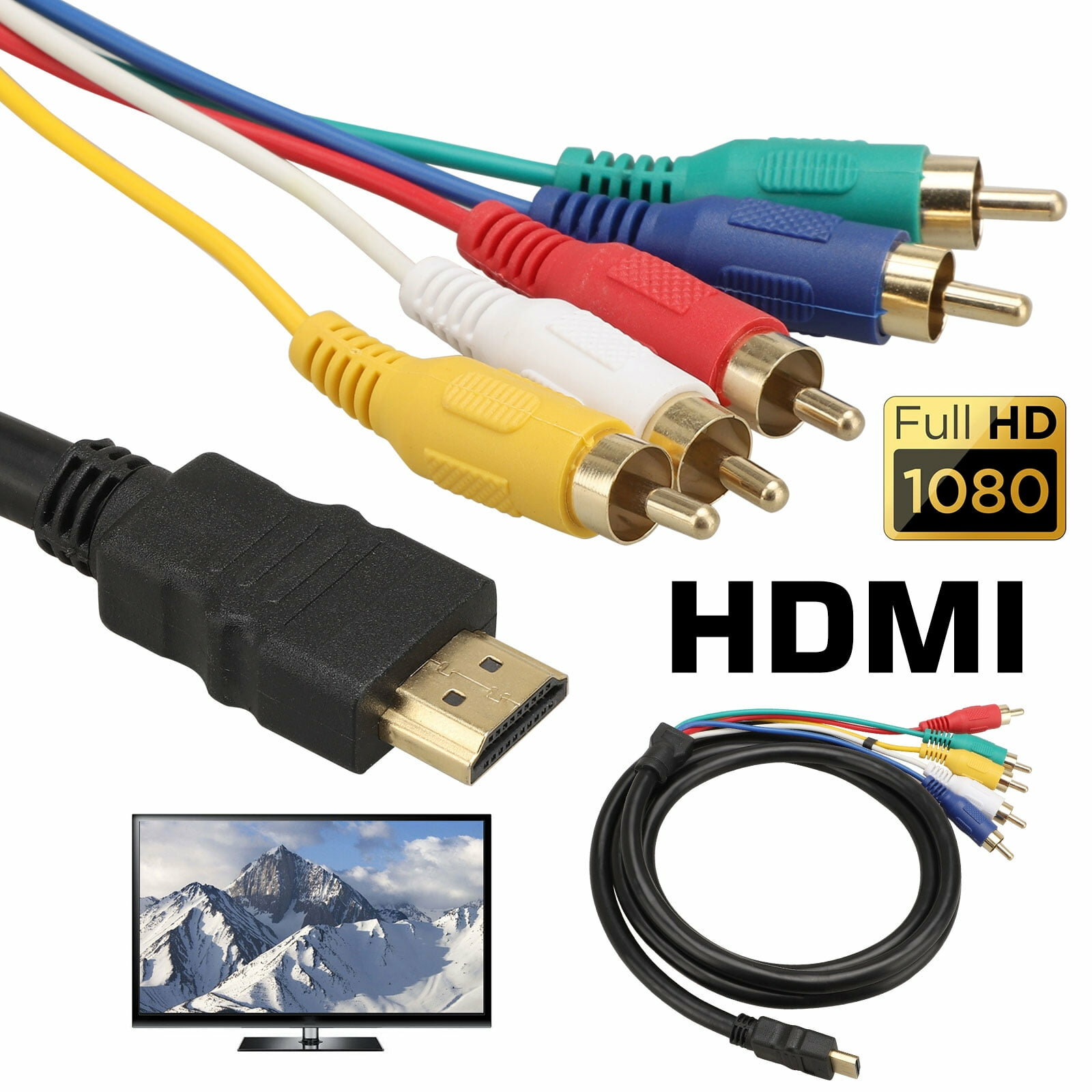 Кабель HDMI - RCA, кабель-адаптер HDMI - 5 RCA, адаптер-конвертер 1080P HDMI - AV HDTV RCA композитный видео-аудио конвертер для телевизора HDTV