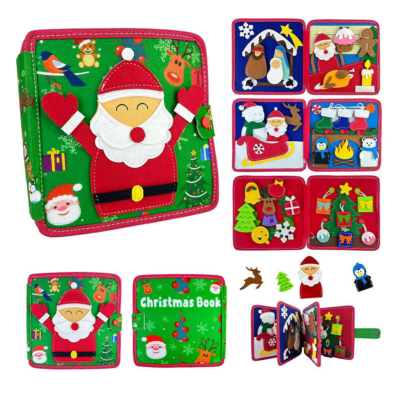 Фетровая книжка-игрушка, трехмерная книга для раннего развития, детское просвещение, Рождество