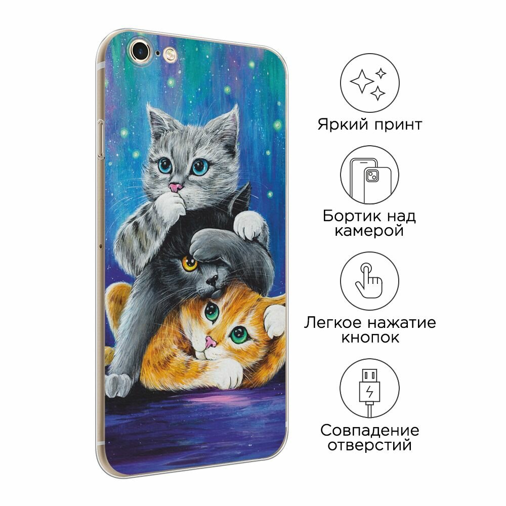 Чехол на Apple iPhone 6 Plus/6S Plus / Айфон 6 Плюс/Айфон 6С Плюс с принтом "Три кота рисунок" — фото 1