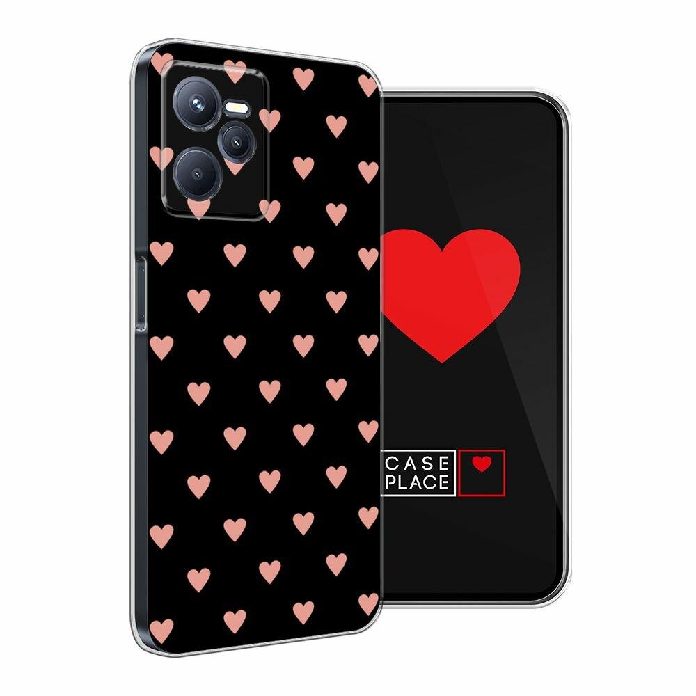 Чехол на Realme C35 / Реалми C35 с принтом "Розовые сердечки" — фото 1