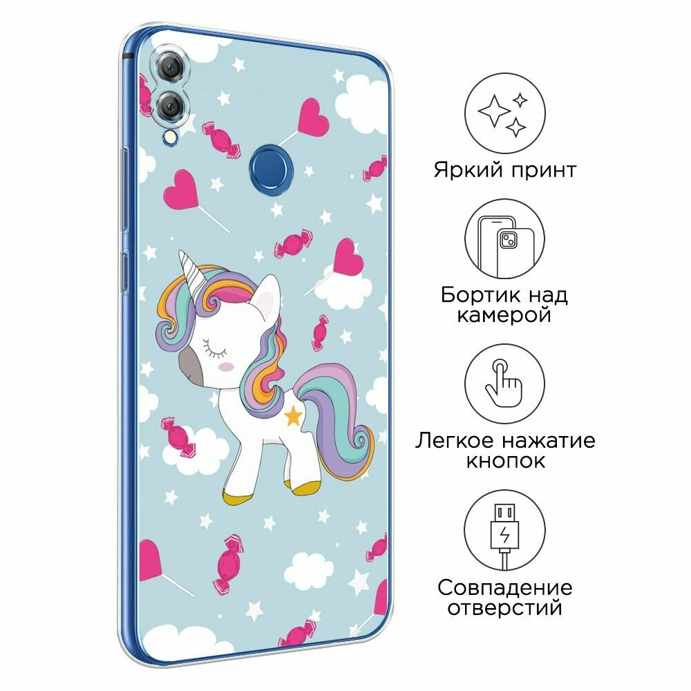 Силиконовый чехол на Honor 8X / Хонор 8Х с принтом "Сладкий единорожек" — фото 1
