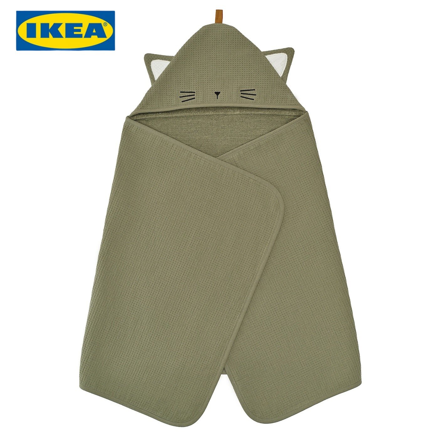 Зеленое детское полотенце с капюшоном, 60 x 125 см, IKEA GULDVAVARE