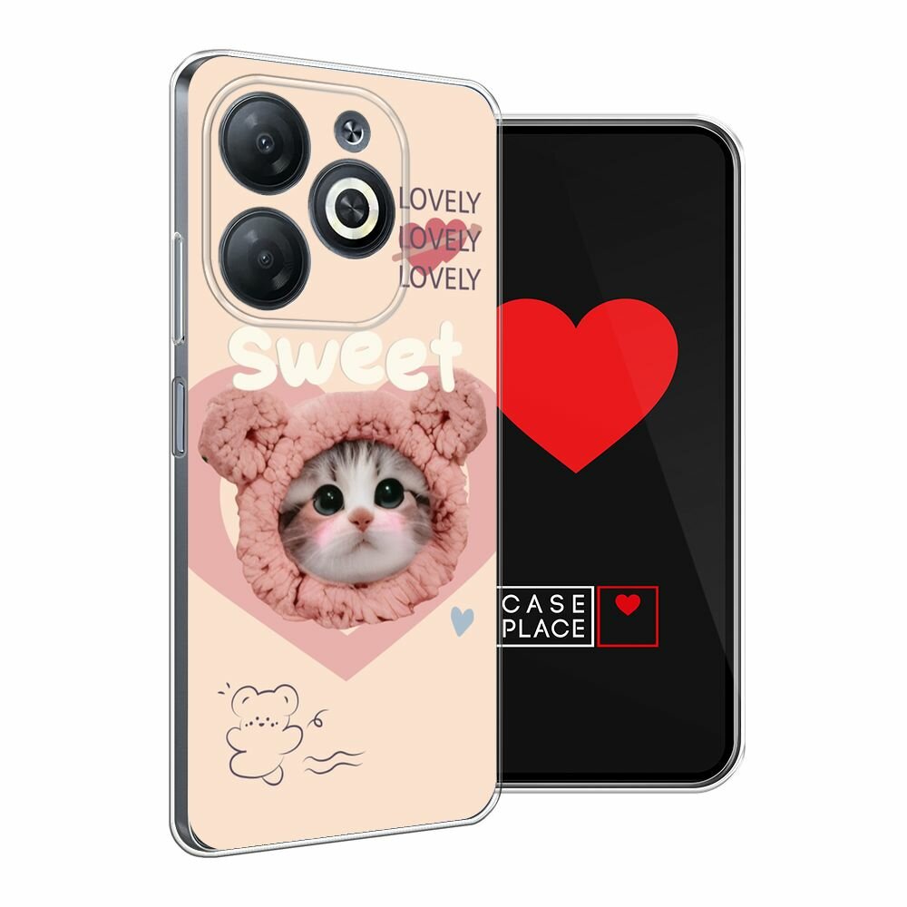 Чехол на Infinix Smart 8/8 HD/HOT 40i / Инфиникс Смарт 8/8 HD/HOT 40i с принтом "sweet lovely kitten 1" — фото 1