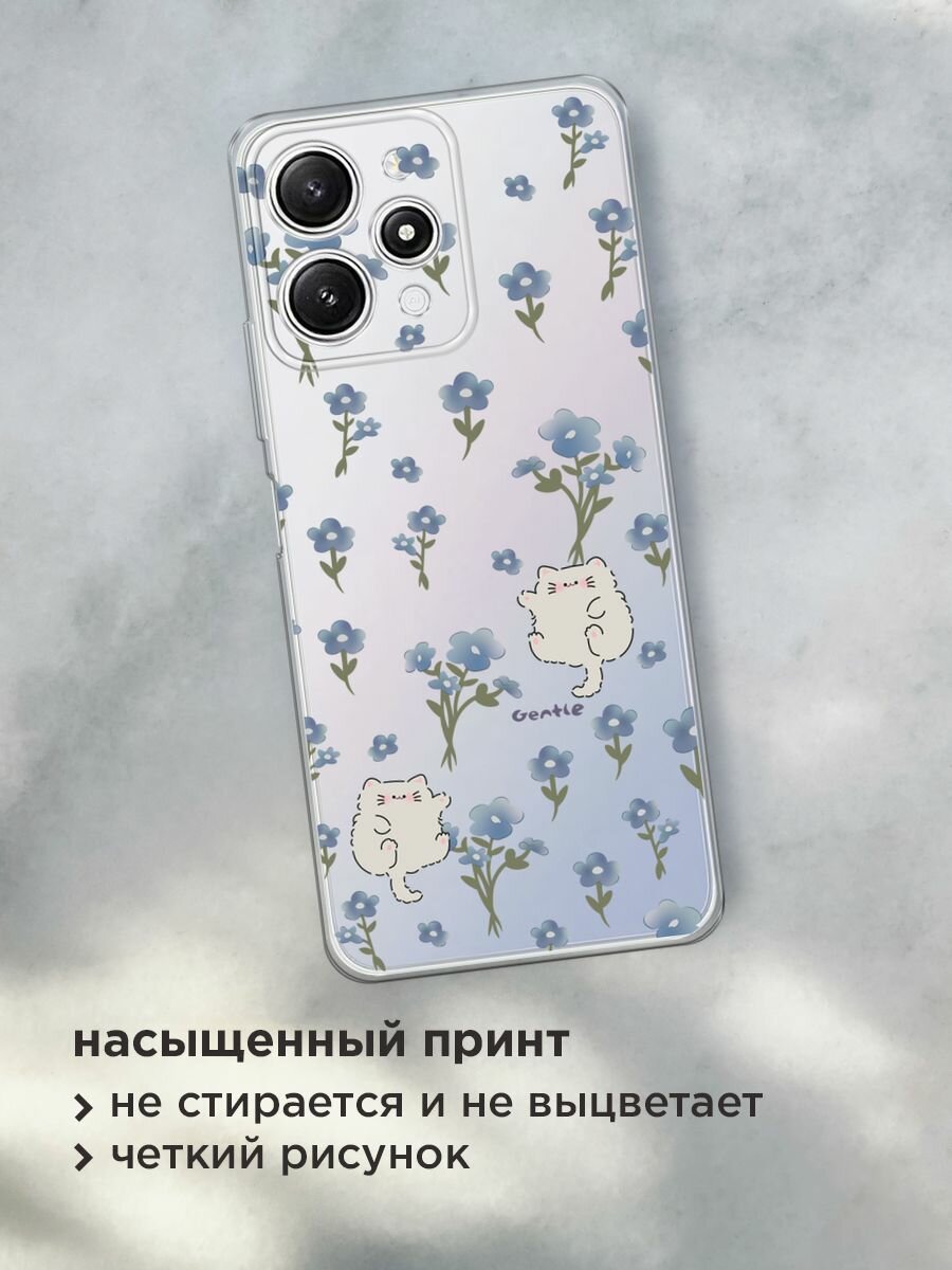 Чехол на Xiaomi Redmi 12 / Сяоми Редми 12 с принтом "Gentle cats", прозрачный — фото 1