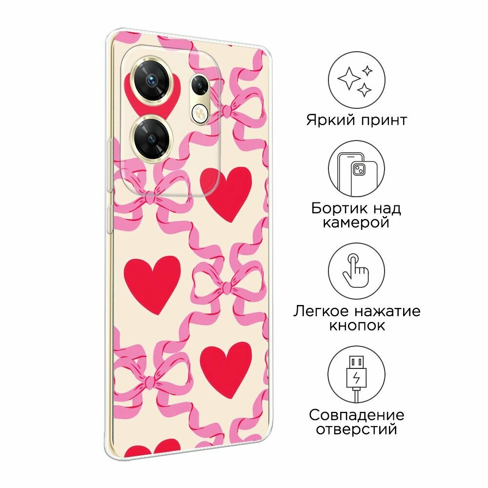 Чехол на Infinix Zero 30 4G / Инфиникс Зеро 30 4G с принтом "Hearts and ribbons 1 - 14 февраля" — фото 1