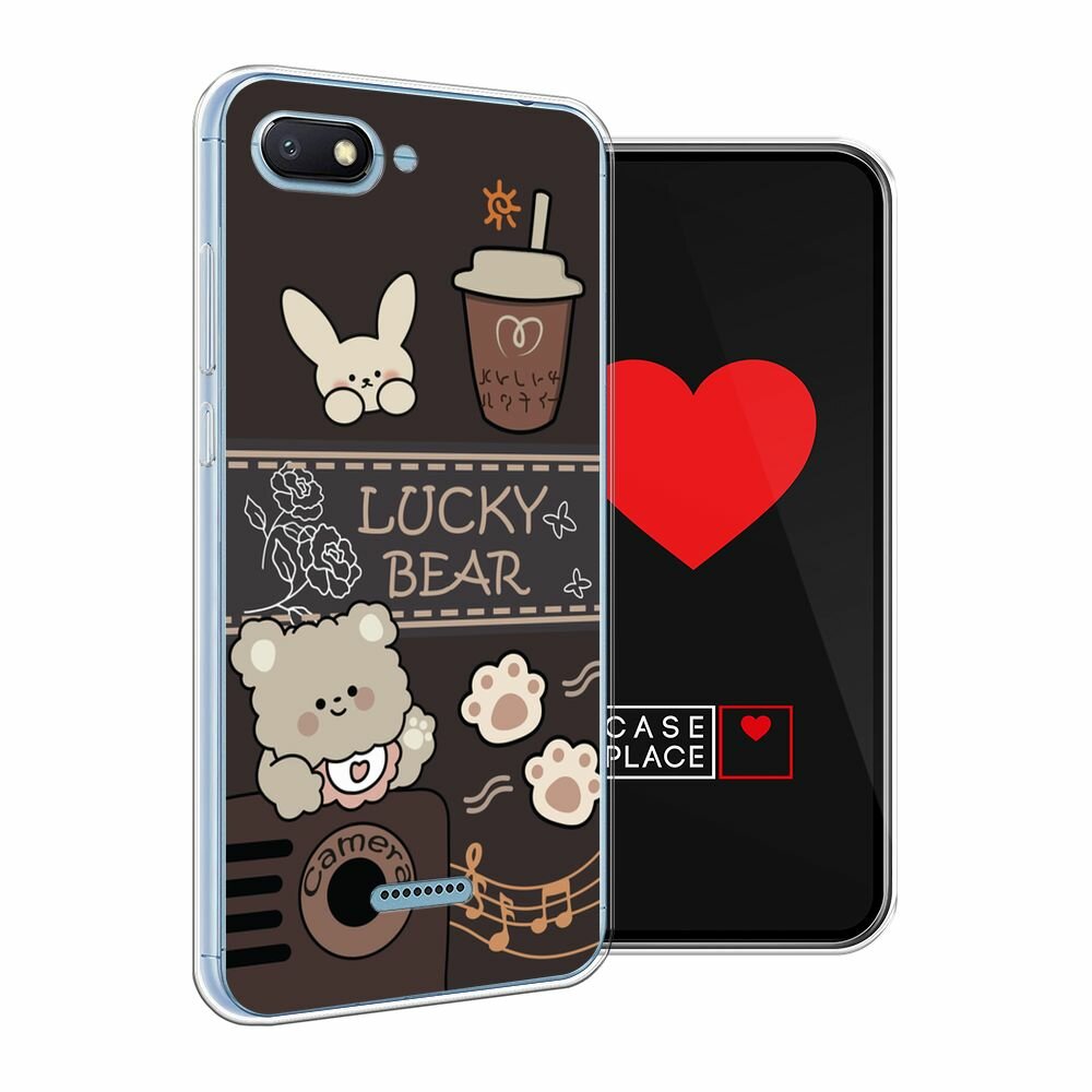 Чехол на Xiaomi Redmi 6A / Сяоми Редми 6А с принтом "Lucky bear coffee 1" — фото 1