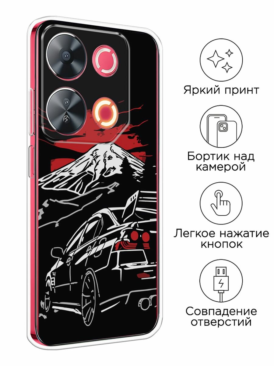 Силиконовый чехол на Itel P65 / Ител P65 с принтом "Машина в горах JDM" — фото 1