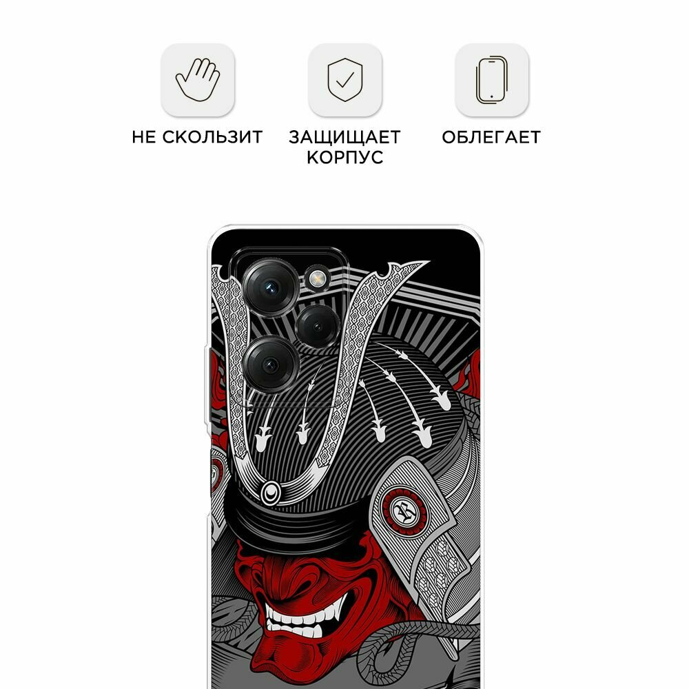 Чехол на Xiaomi Poco X5 Pro 5G / Сяоми Поко X5 Про 5G с принтом "Красная маска самурая" — фото 1