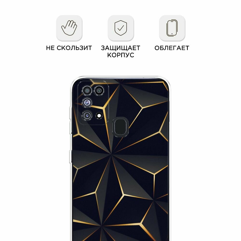 Чехол на Samsung Galaxy M31 / Самсунг Галакси М31 с принтом "Черные полигоны" — фото 1