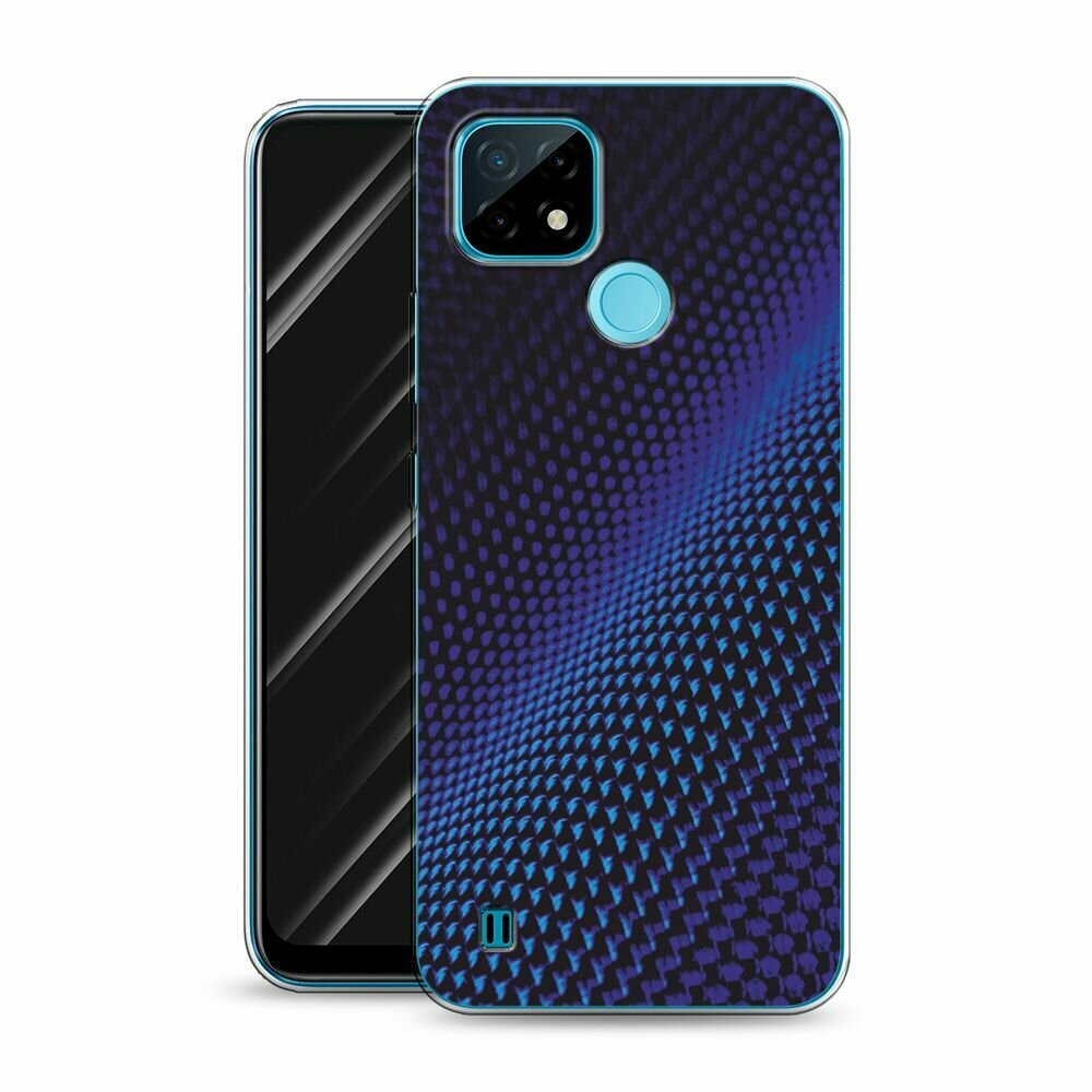 Силиконовый чехол на Realme C21 / Реалми С21 с принтом "Синий карбон" — фото 1