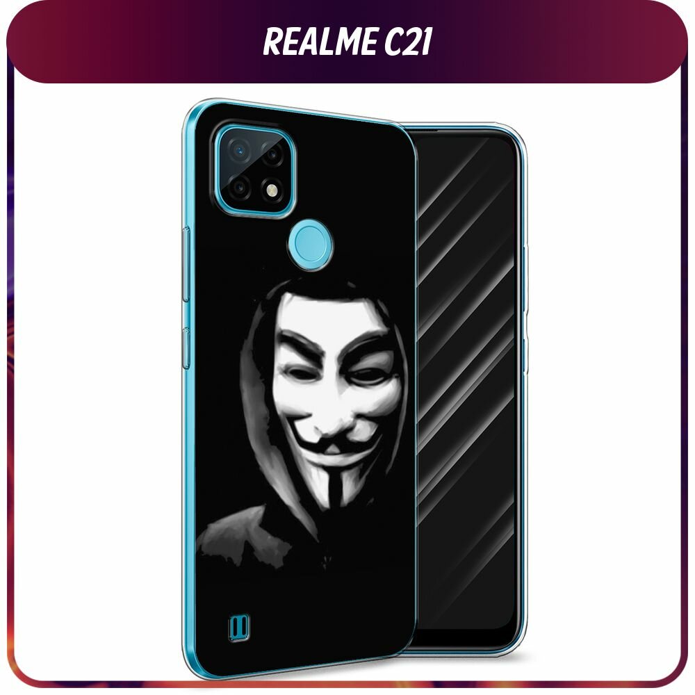 Силиконовый чехол на Realme C21 / Реалми С21 с принтом "Анонимус"