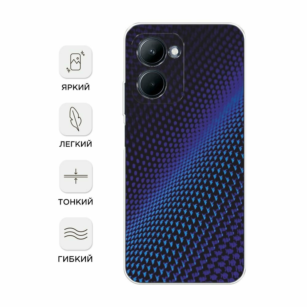 Силиконовый чехол на Realme C33 / Реалми С33 с принтом "Синий карбон" — фото 1