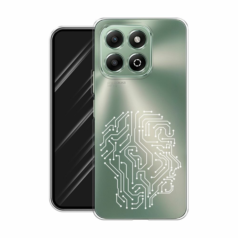 Чехол на Honor X6b / Хонор X6b с принтом Мозг программиста, прозрачный — фото 1