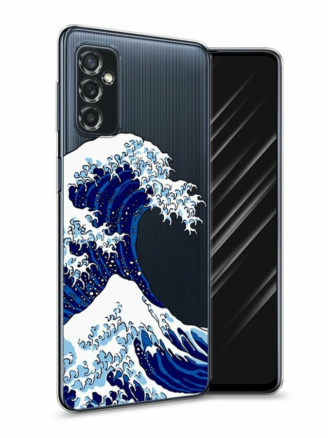 Чехол на Samsung Galaxy M52 / Самсунг Галакси M52 с принтом "Волна над Фудзи", прозрачный