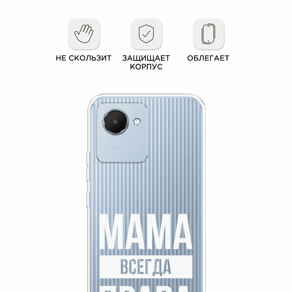 Чехол на Realme C30 / Реалми C30 с принтом "Мама права", прозрачный — фото 1