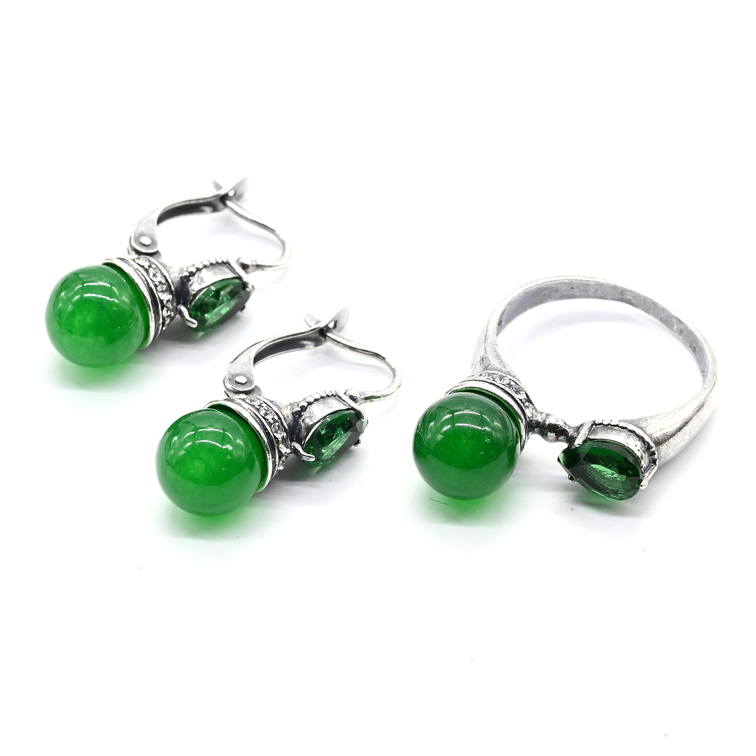 Серьги, хризопраз