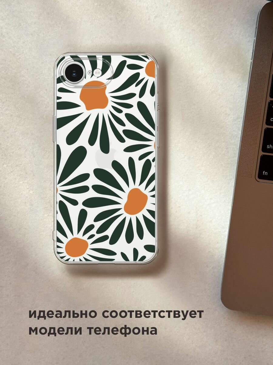Чехол на Apple iPhone 16e/17e / Айфон 16е/17e с принтом "Летние цветы рисунок", прозрачный — фото 1