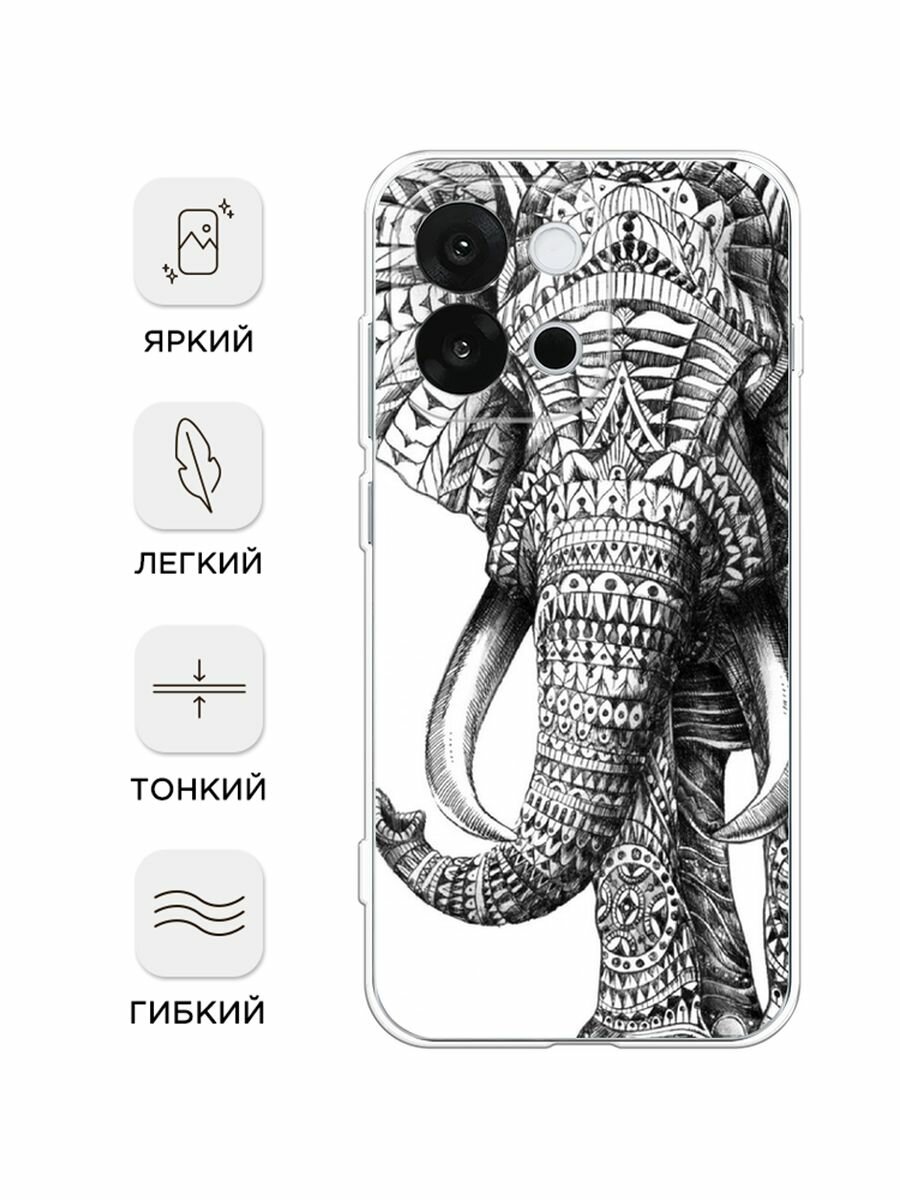Силиконовый чехол на OnePlus 13T / Ван Плас 13Т с принтом слон — фото 1