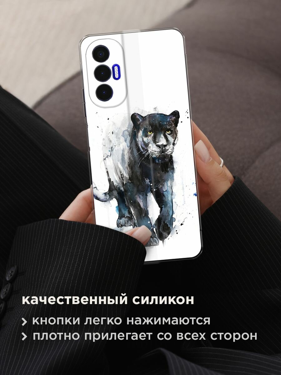 Чехол на Tecno Pova 3 / Текно Пова 3 с принтом "Пантера арт 3" — фото 1