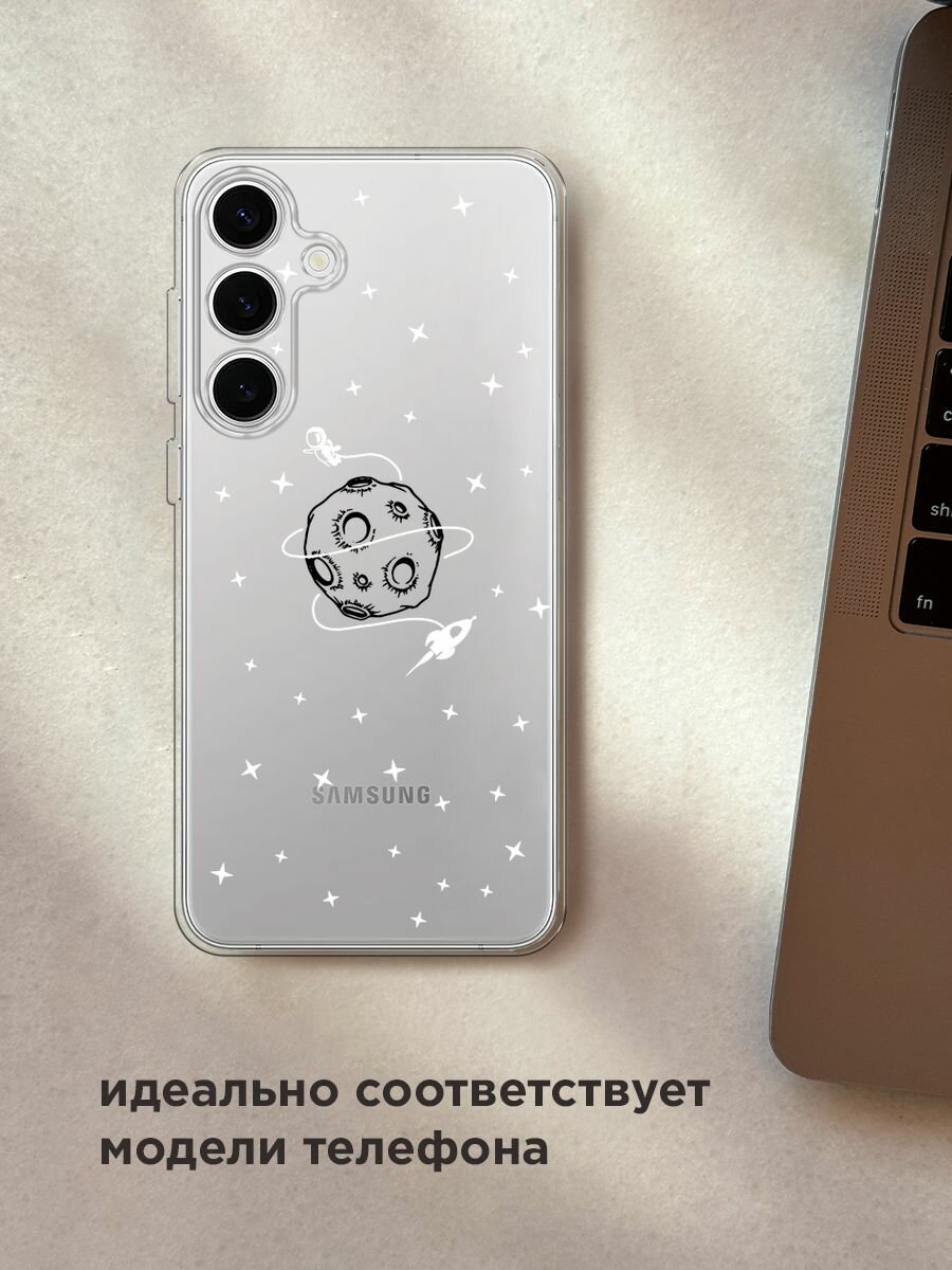 Чехол на Samsung Galaxy S25 FE / Самсунг S25 Фе с принтом "Полет вокруг луны", прозрачный — фото 1