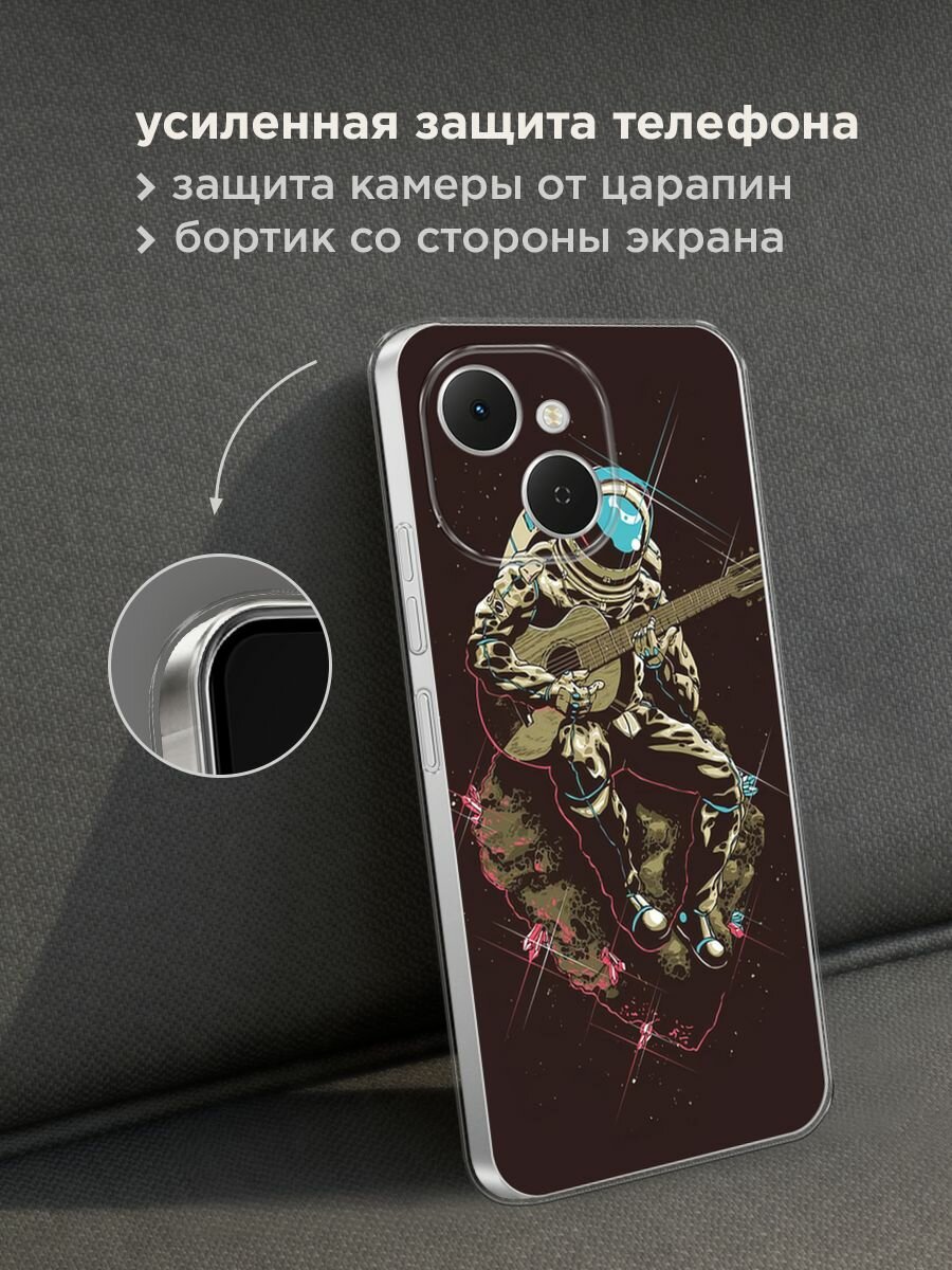 Чехол на Tecno Spark 40C / Текно Спарк 40C с принтом "Космонавт гитарист" — фото 1