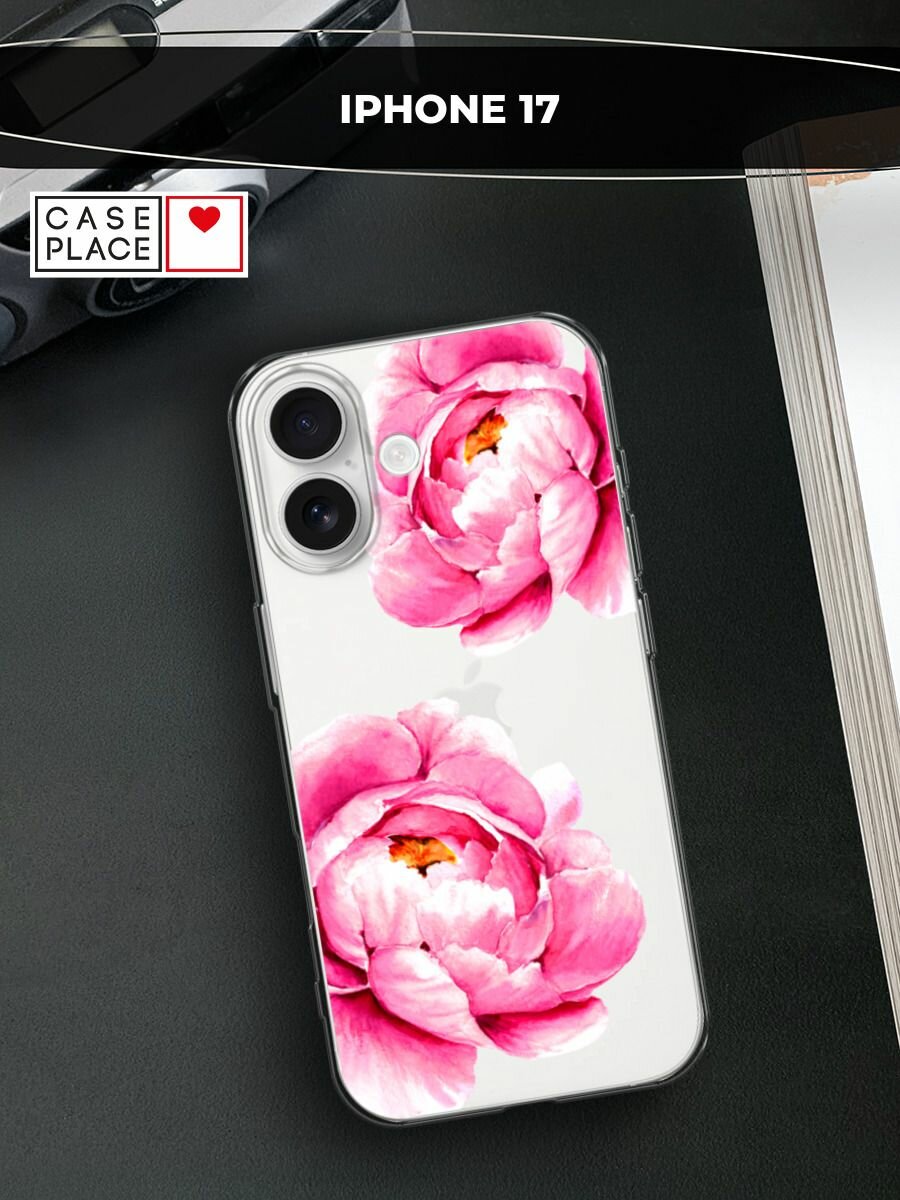 Чехол на Apple iPhone 17 / Айфон 17 с принтом "Open peonies", прозрачный