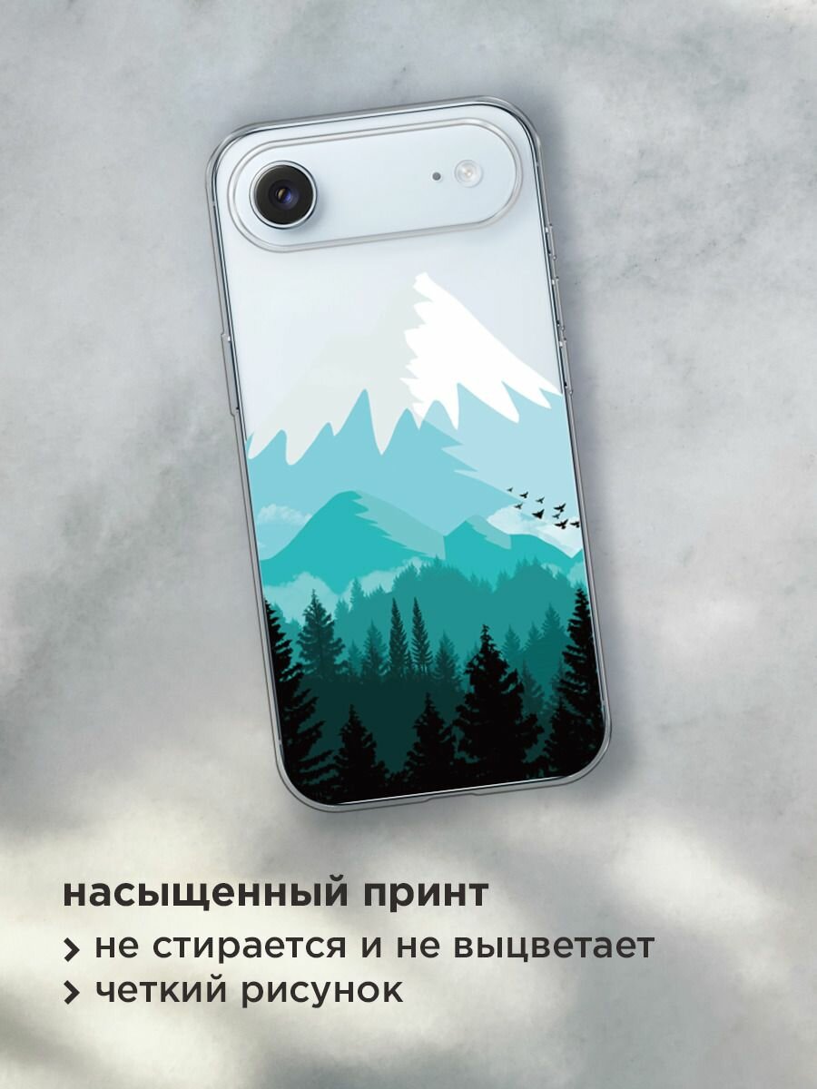 Чехол на Apple iPhone Air / Айфон Айр с принтом "Синяя снежная гора", прозрачный — фото 1