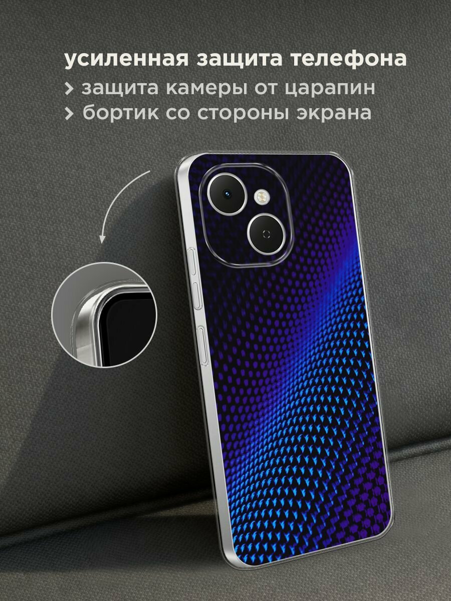 Чехол на Tecno Spark 40C / Текно Спарк 40C с принтом "Синий карбон" — фото 1