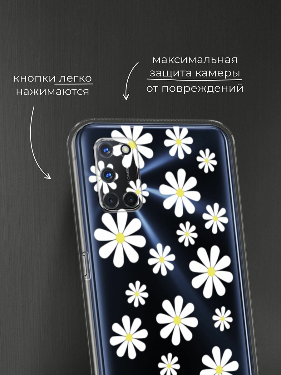 Чехол на Oppo A52/A72 / Оппо A52/A72 с принтом "Большие ромашки", прозрачный — фото 1
