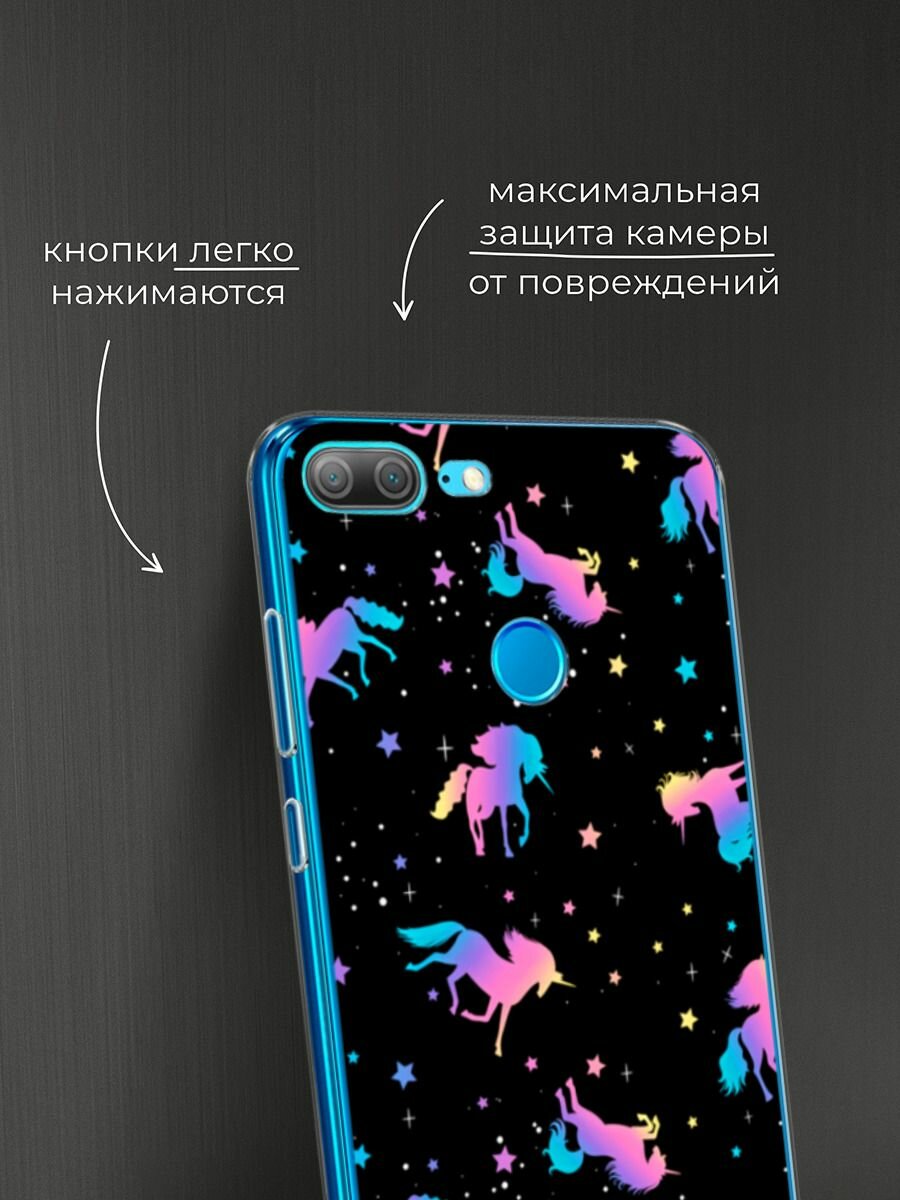Чехол на Honor 9 Lite / Хонор 9 Лайт с принтом "Единороги градиент" — фото 1