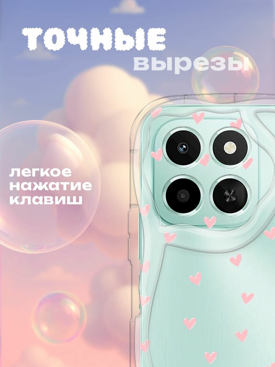 Чехол на Honor X6c / Хонор Х6с с принтом Маленькие нежные сердечки — фото 1