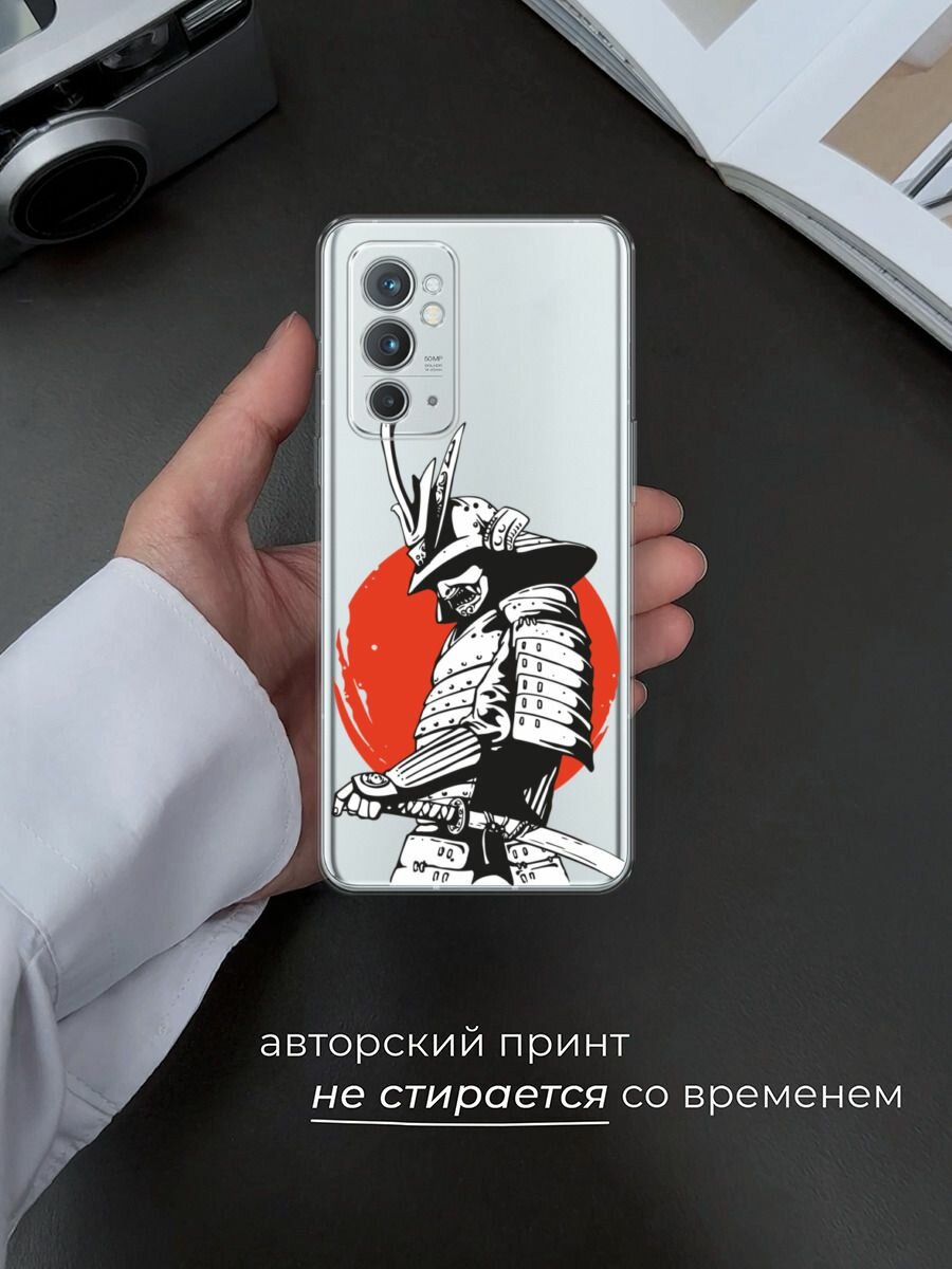 Чехол на OnePlus 9RT / ВанПлас 9RT с принтом "Самурай с катаной", прозрачный — фото 1