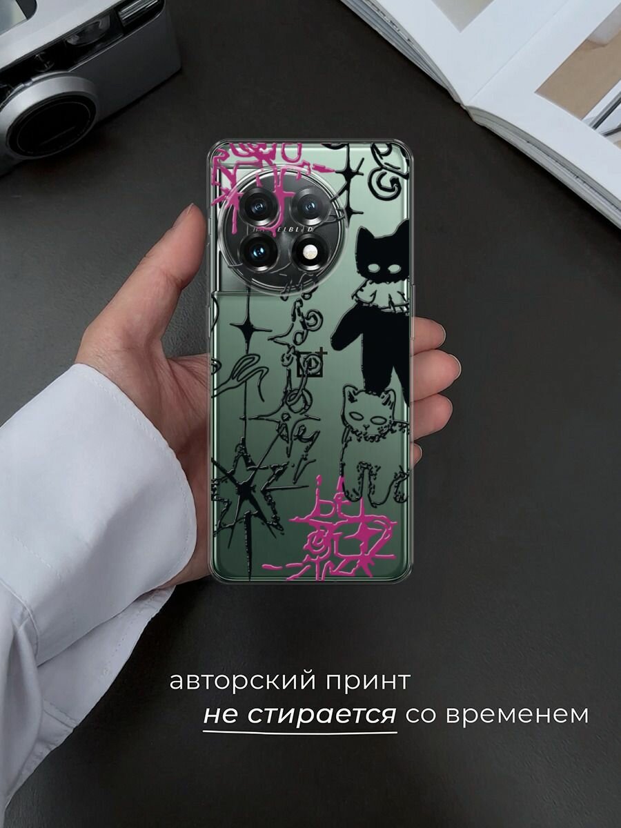 Чехол на OnePlus 11 / Ван Плас 11 с принтом "Готические котики" — фото 1