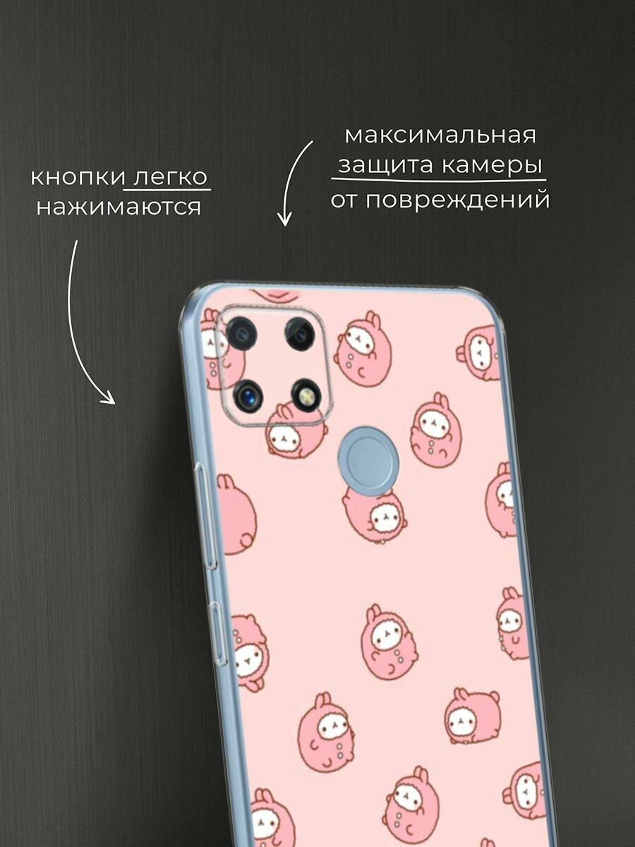 Чехол на Realme C25/C25s / Реалми С25/C25s с принтом "Зайчики в капюшонах" — фото 1