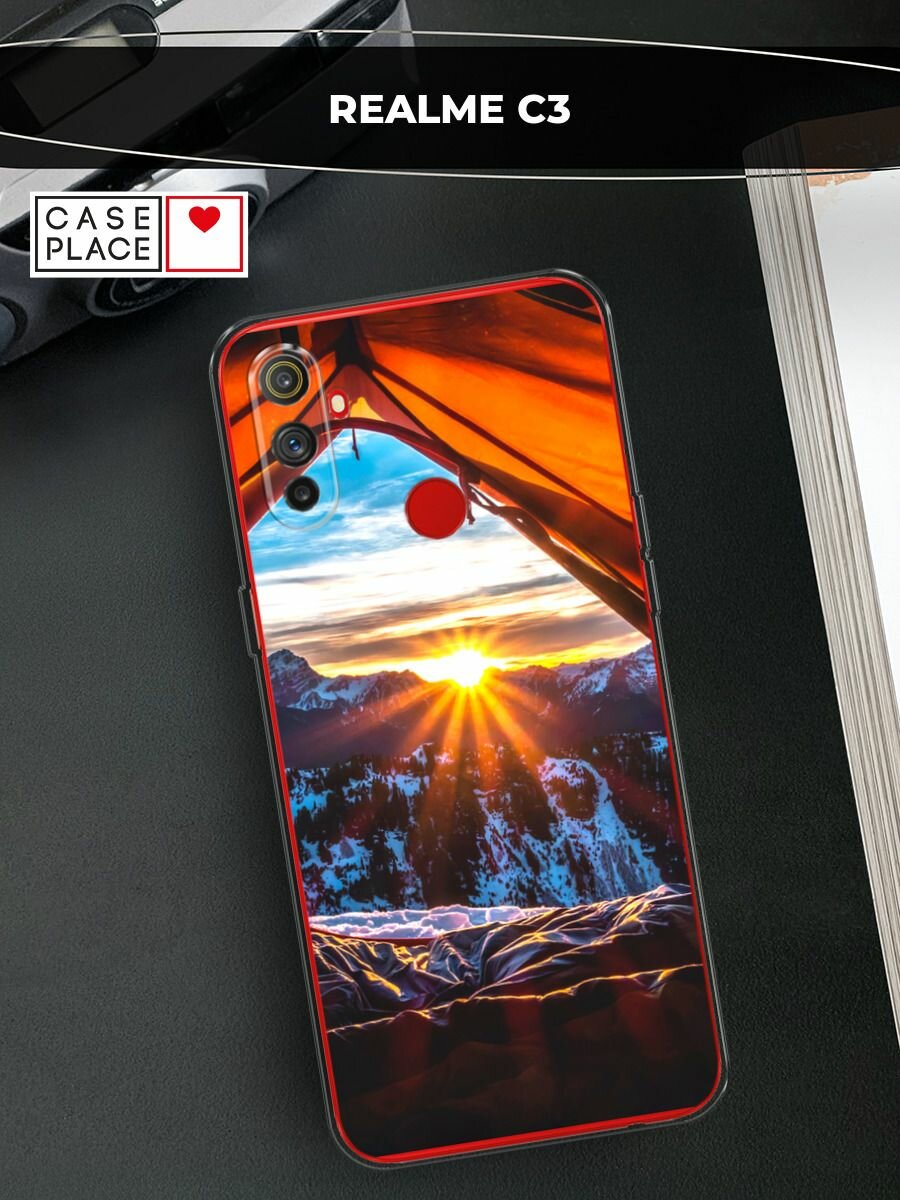 Силиконовый чехол на Realme C3 / Реалми C3 с принтом "Горы 7"