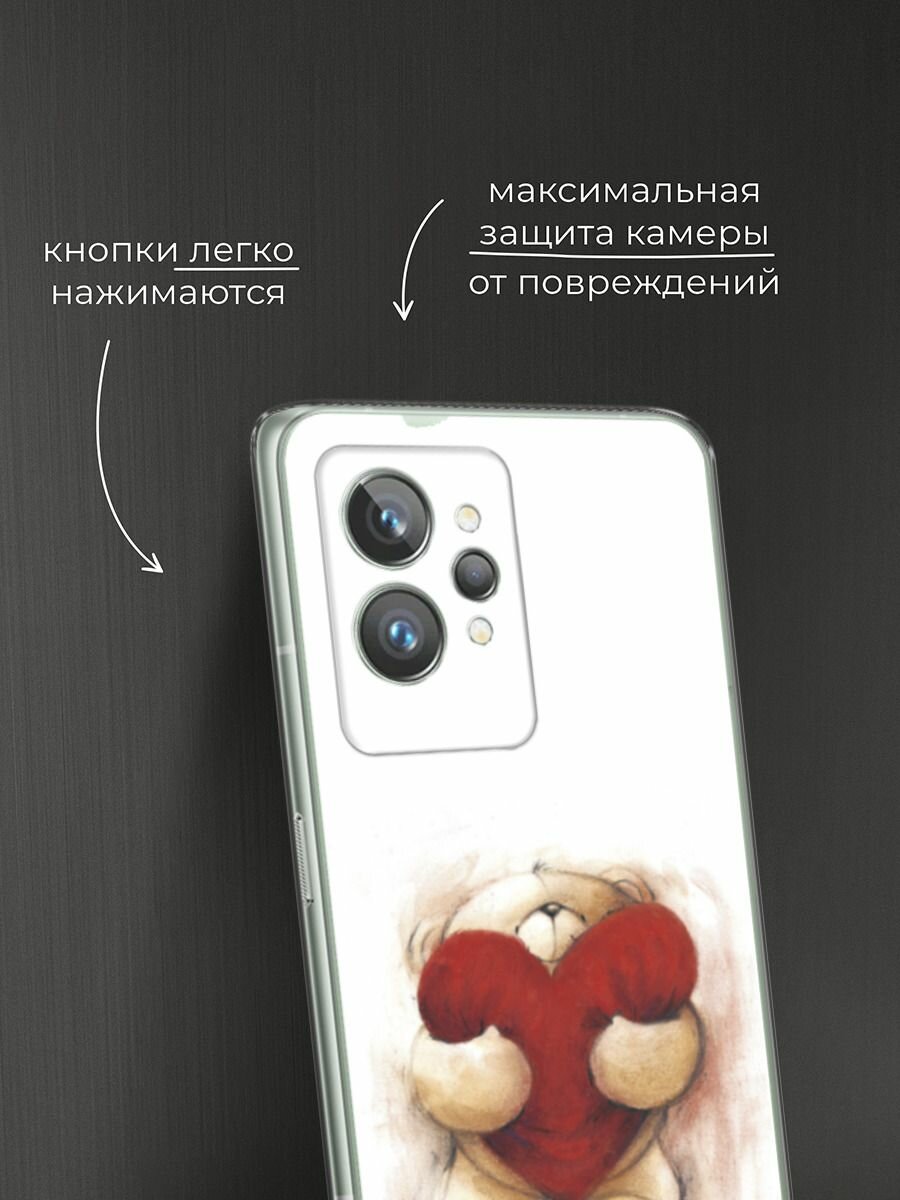 Чехол на Realme GT 2 Pro / Реалми GT 2 Про с принтом "Мишка с сердцем 1" — фото 1