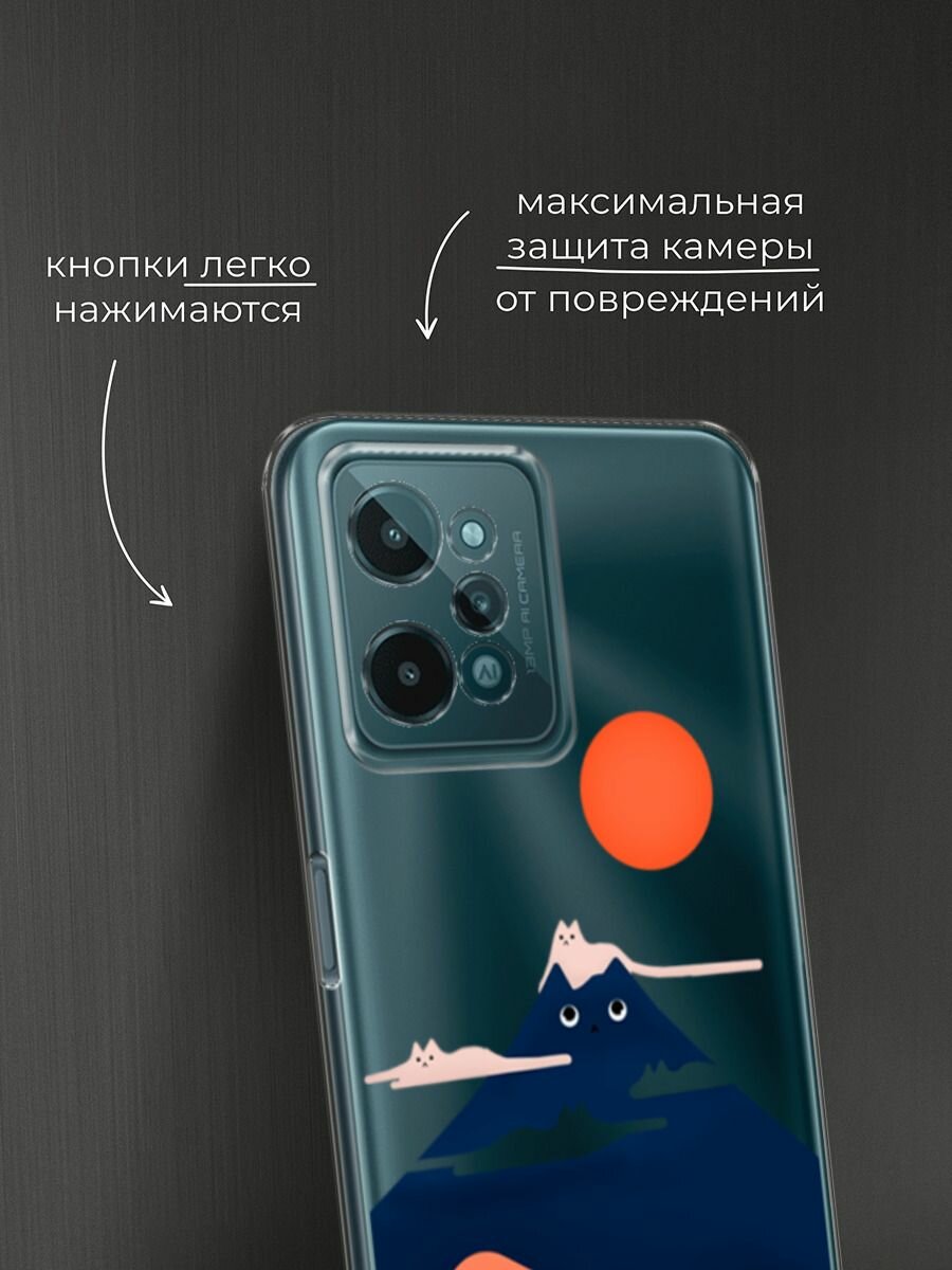 Чехол на Realme C31 / Реалми C31 с принтом "Кот-гора", прозрачный — фото 1