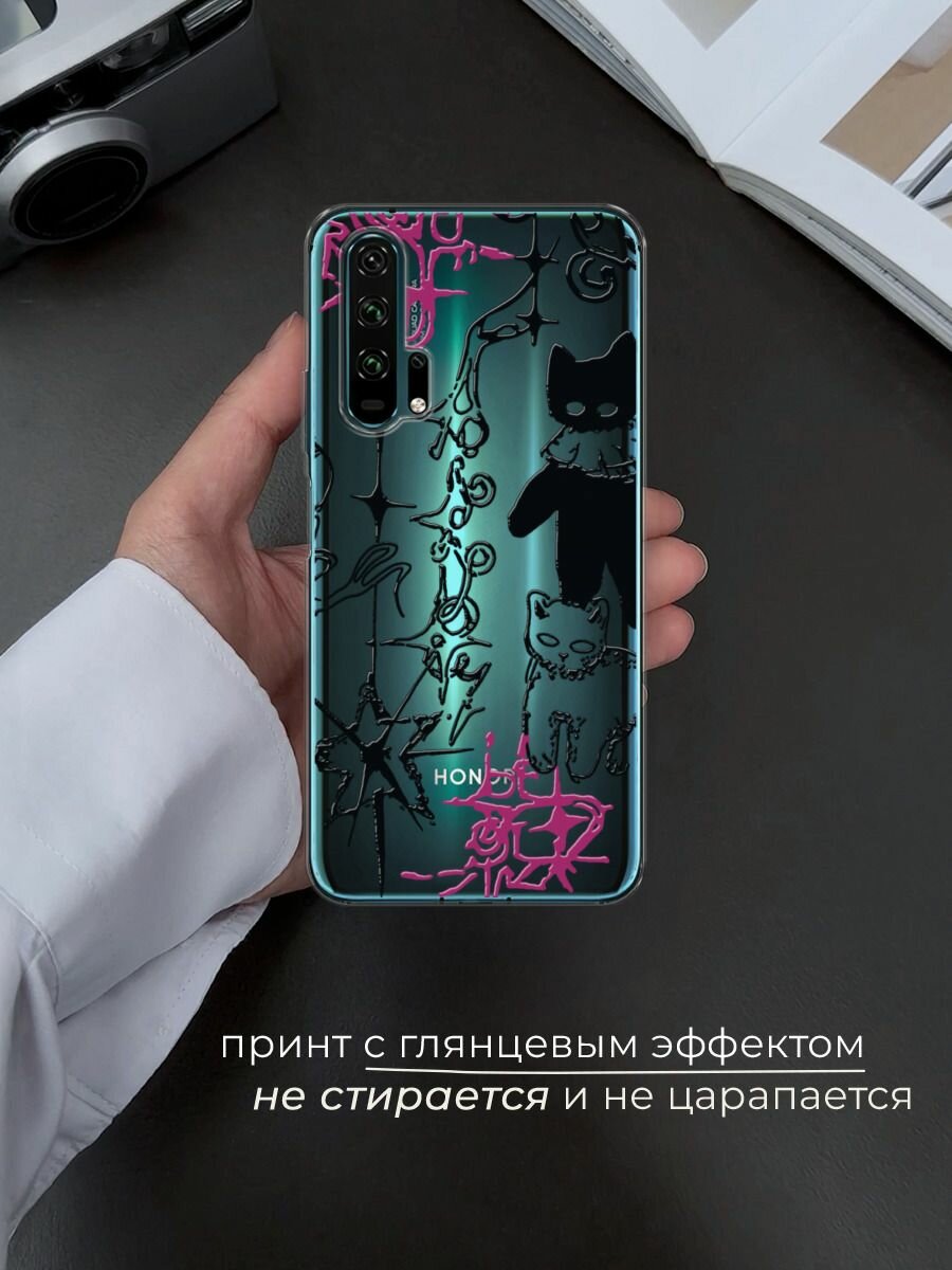 Чехол на Honor 20 Pro / Хонор 20 Про с принтом "Готические котики" — фото 1
