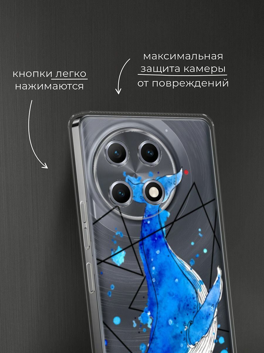 Чехол на Tecno Camon 30S / Текно Камон 30S с принтом "Кит графика", прозрачный — фото 1