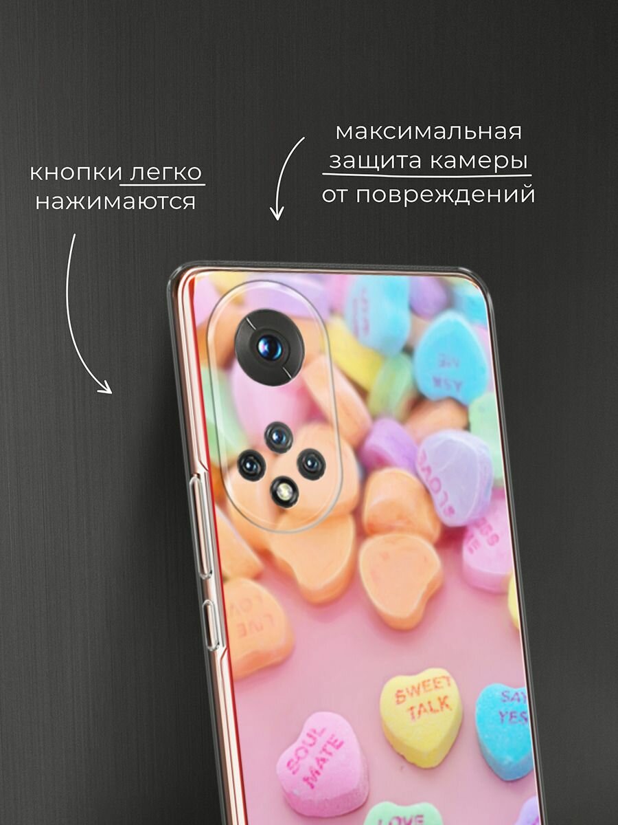 Чехол на Honor 50/Huawei Nova 9 / Хонор 50/Хуавей Нова 9 с принтом "Конфетки сердечки 2" — фото 1