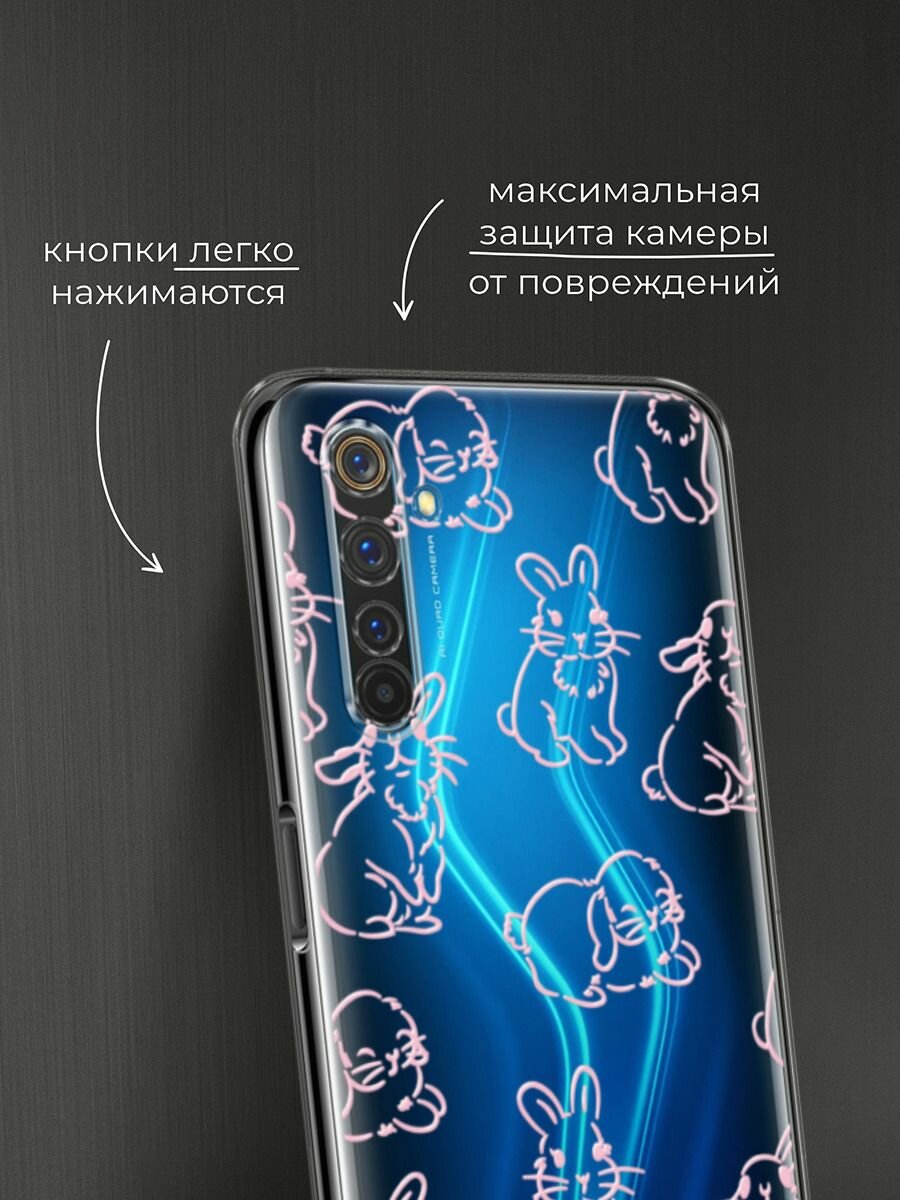 Чехол на Realme 6 Pro / Реалми 6 Про с принтом "Розовый ситует кролика 2" — фото 1