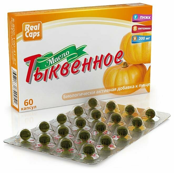 Биологически активная добавка RealCaps масло тыквенное, витамина Е не менее 50 мг, 60 капсул