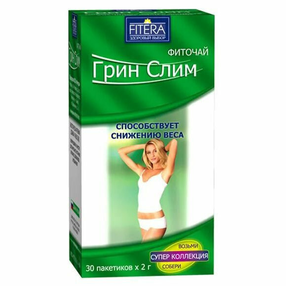 Чай FITERA "Грин слим", 30 фильтр-пакетов по 2 г